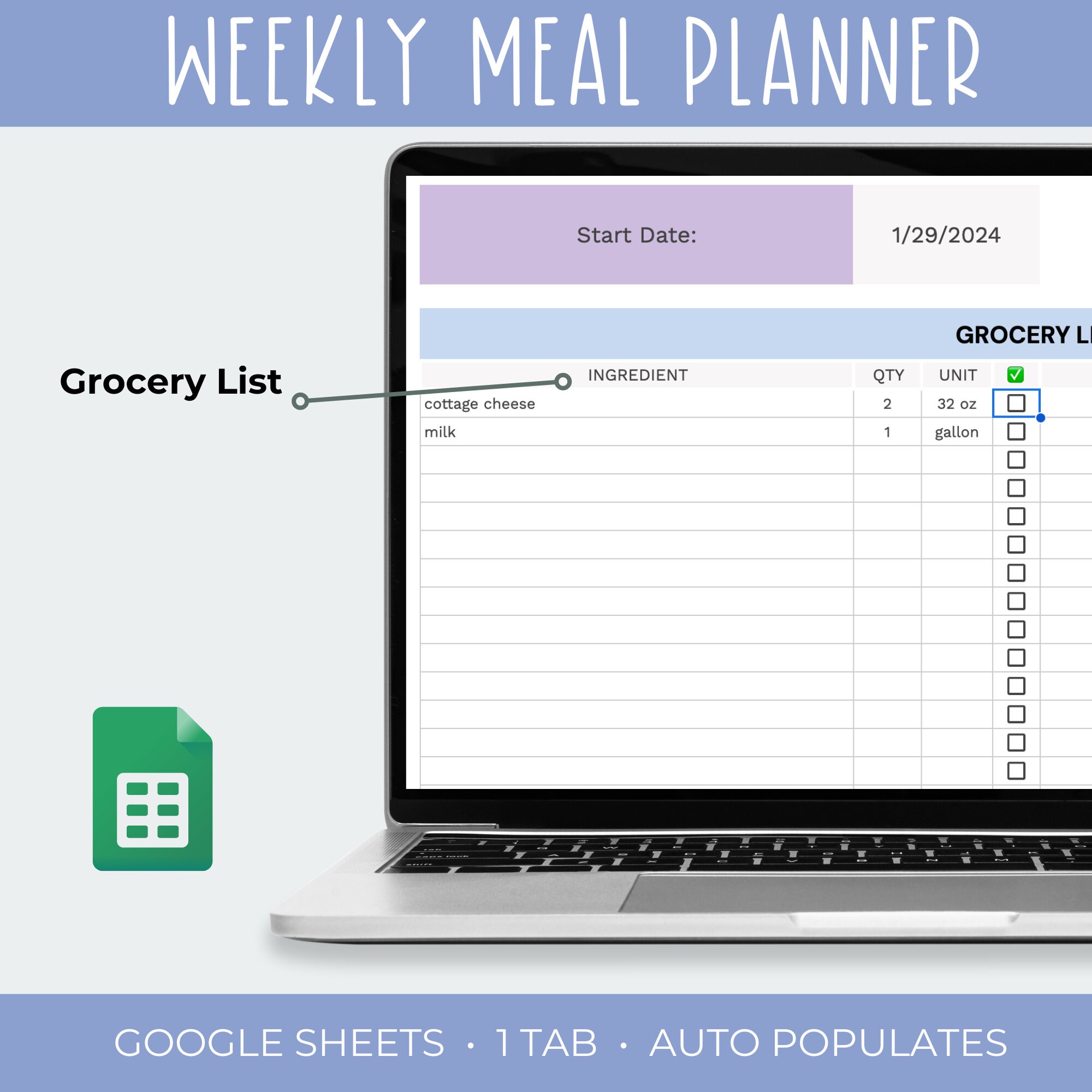 Menu Planner Automated Meal Scheduler and Date Scheduler Google Sheets ...