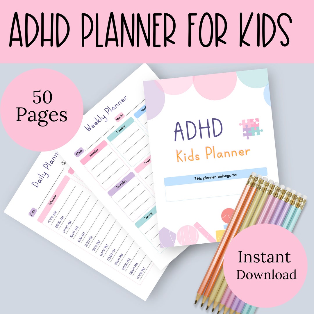 Printable ADHD Student Planner for Kids Weekly Routine School Homework ...