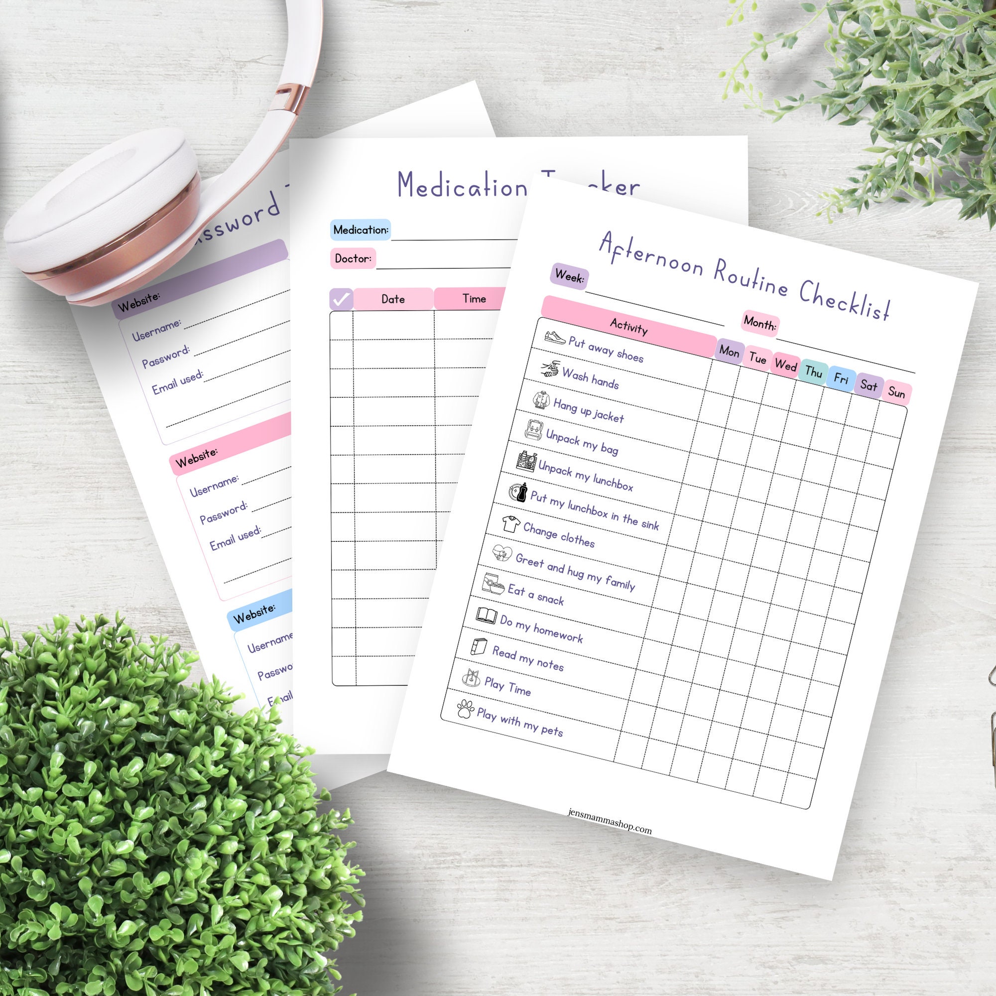 Printable ADHD Student Planner for Kids Weekly Routine School Homework ...