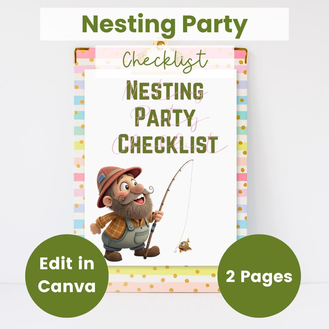 Editable Nesting Party Checklist Fisherman Aesthetic Edit in Canva ...