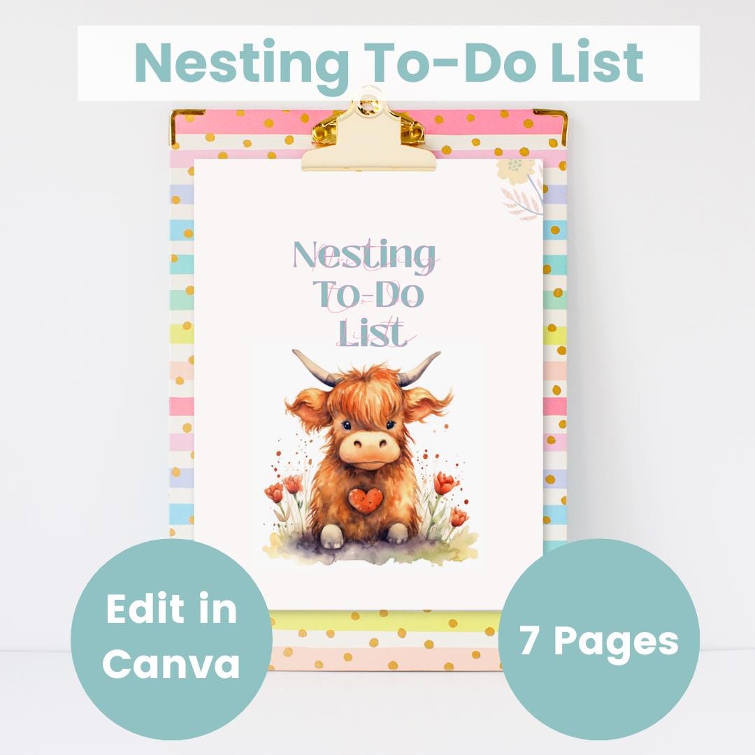 Editable Pregnancy To-do List Highland Cow Nursery Printable Before ...