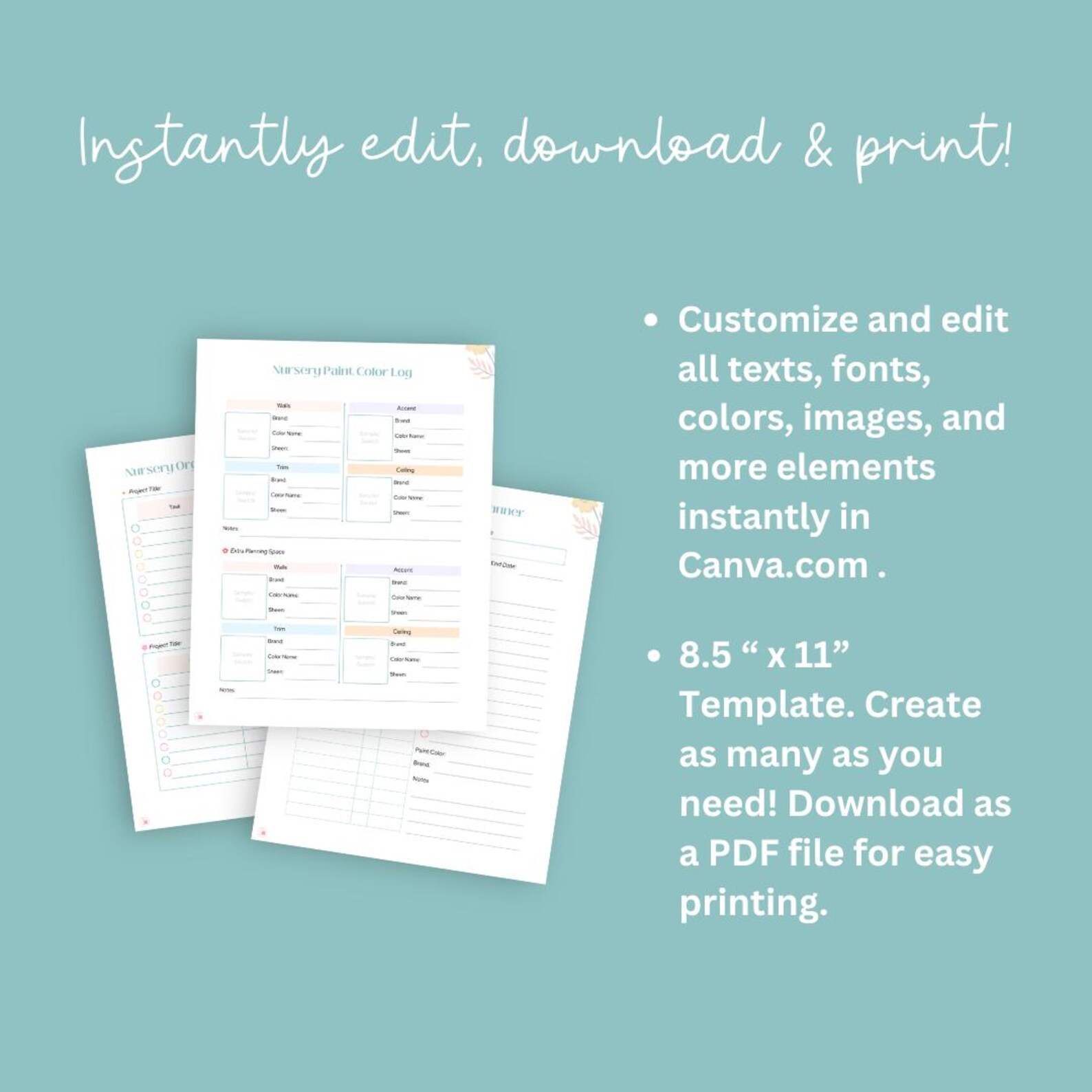 Edit in Canva Highland Cow Nursery Organization Nesting Planner ...