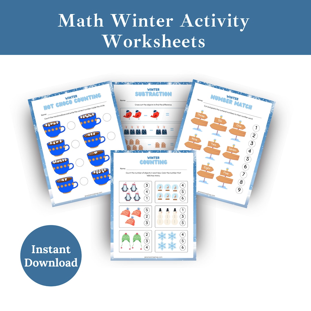 Printable Kindergarten Winter Themed Math Activities Worksheets ...