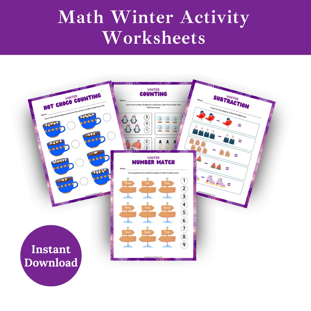 Printable Kindergarten Winter Themed Math Activities Worksheets ...