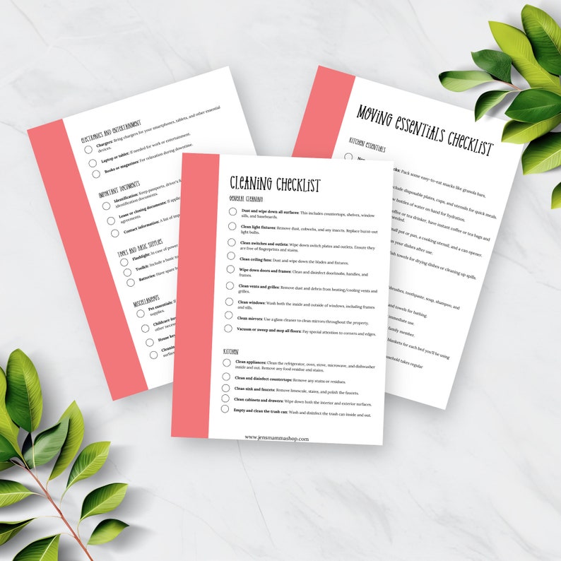 Printable House Move Checklist Home Moving Cleaning Checklist Printable ...
