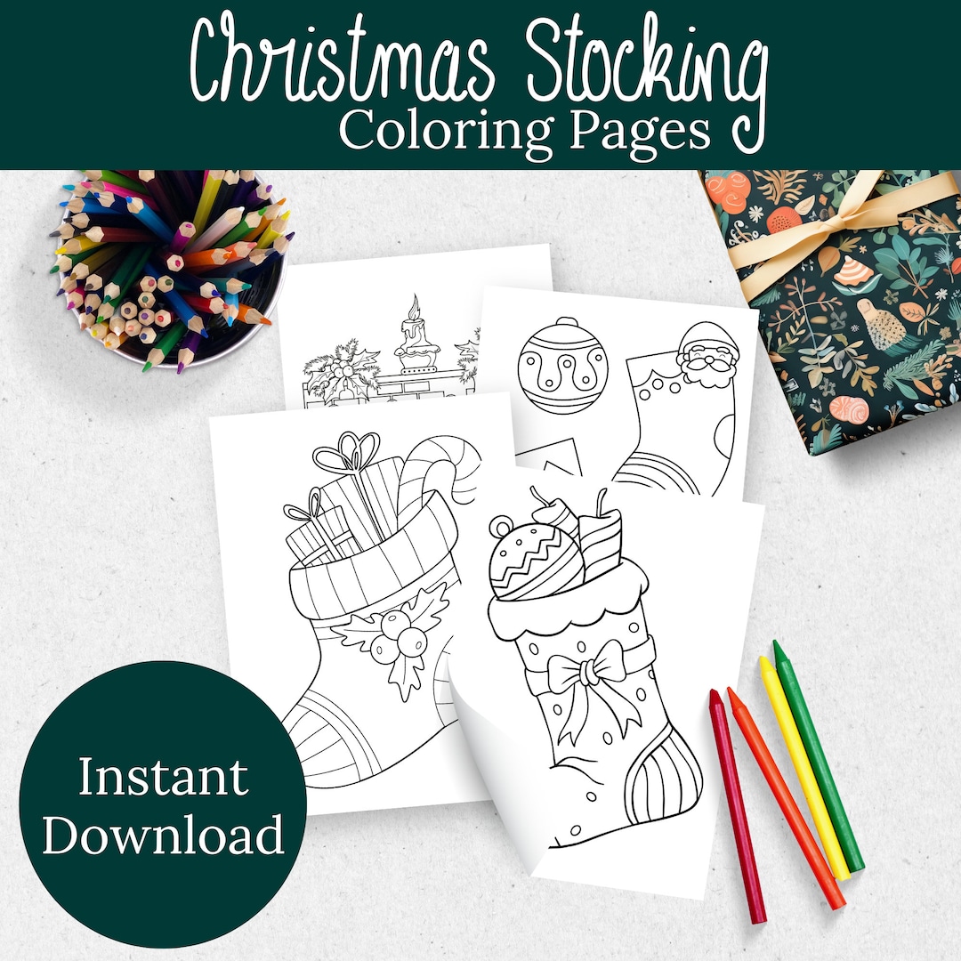 Christmas Stockings Coloring Page Printable Christmas Coloring Page ...