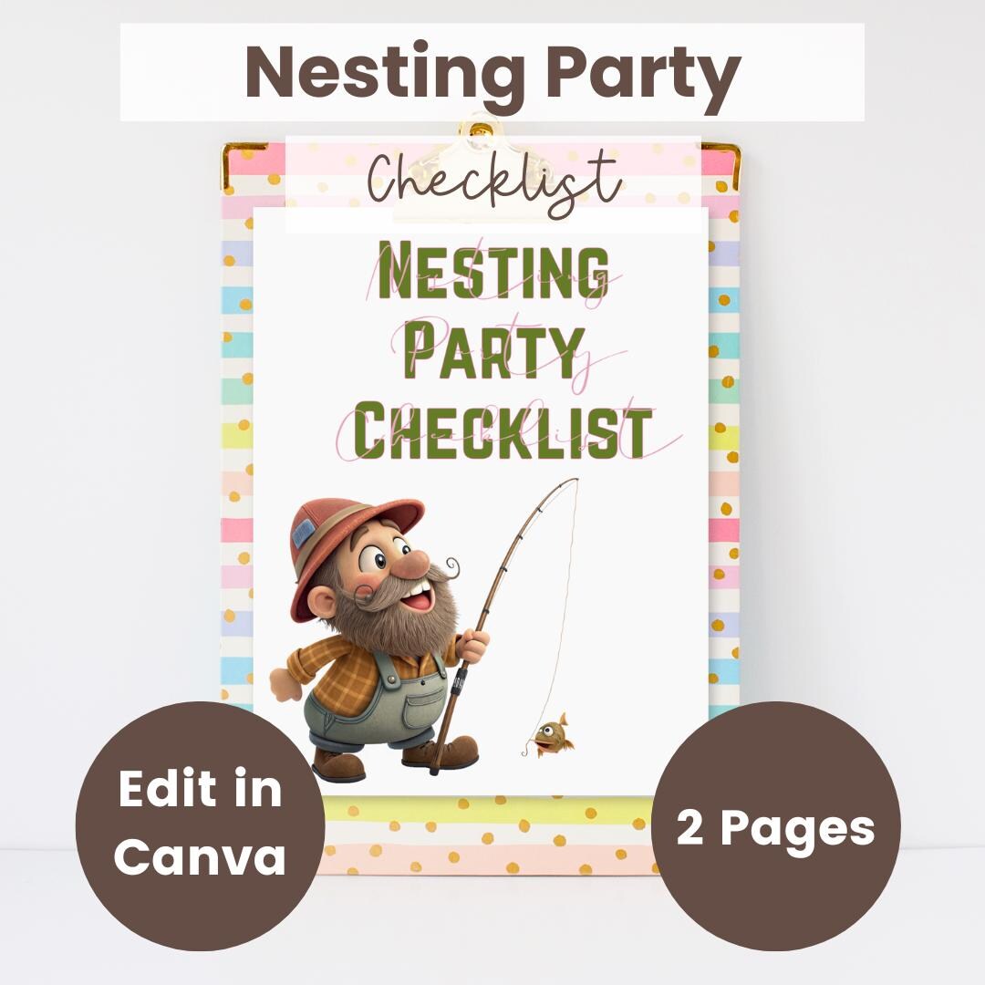 Editable Nesting Party Checklist Fisherman Aesthetic Edit in Canva ...