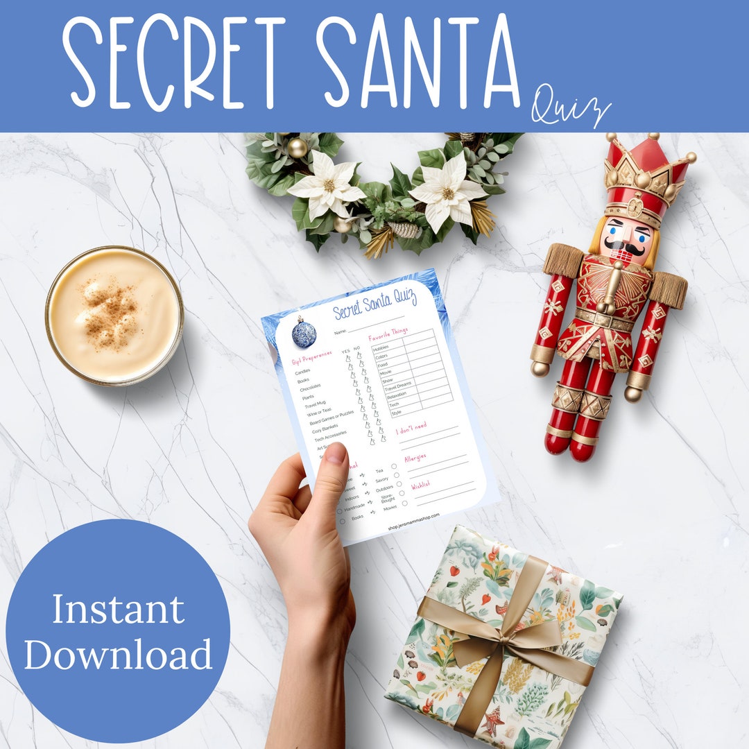 Printable Secret Santa Questionnaire Christmas Gift Exchange Survey and ...