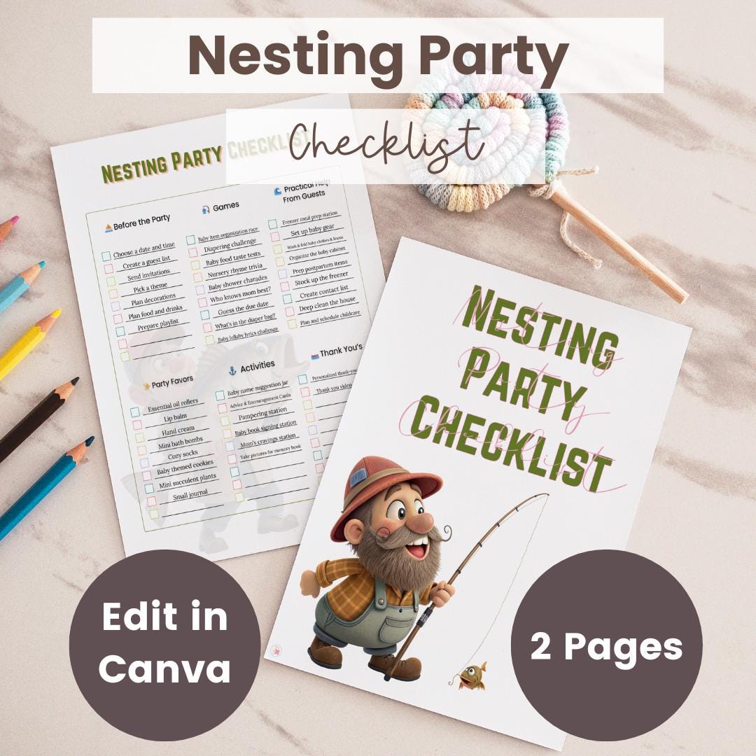 Editable Nesting Party Checklist Fisherman Aesthetic Edit in Canva ...