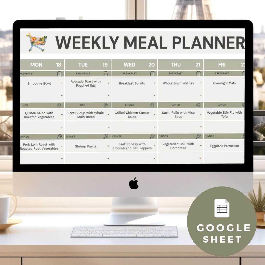 Weekly Meal Planner for Moms Template Grocery List Automated Meal ...