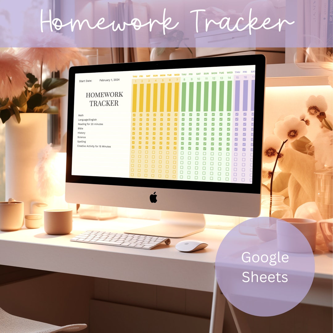 Homework Tracker Spreadsheet Planner Schoolwork Checklist Google ...