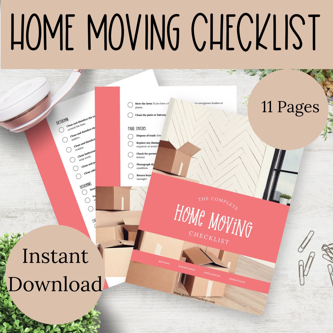 Printable House Move Checklist Home Moving Cleaning Checklist Printable ...