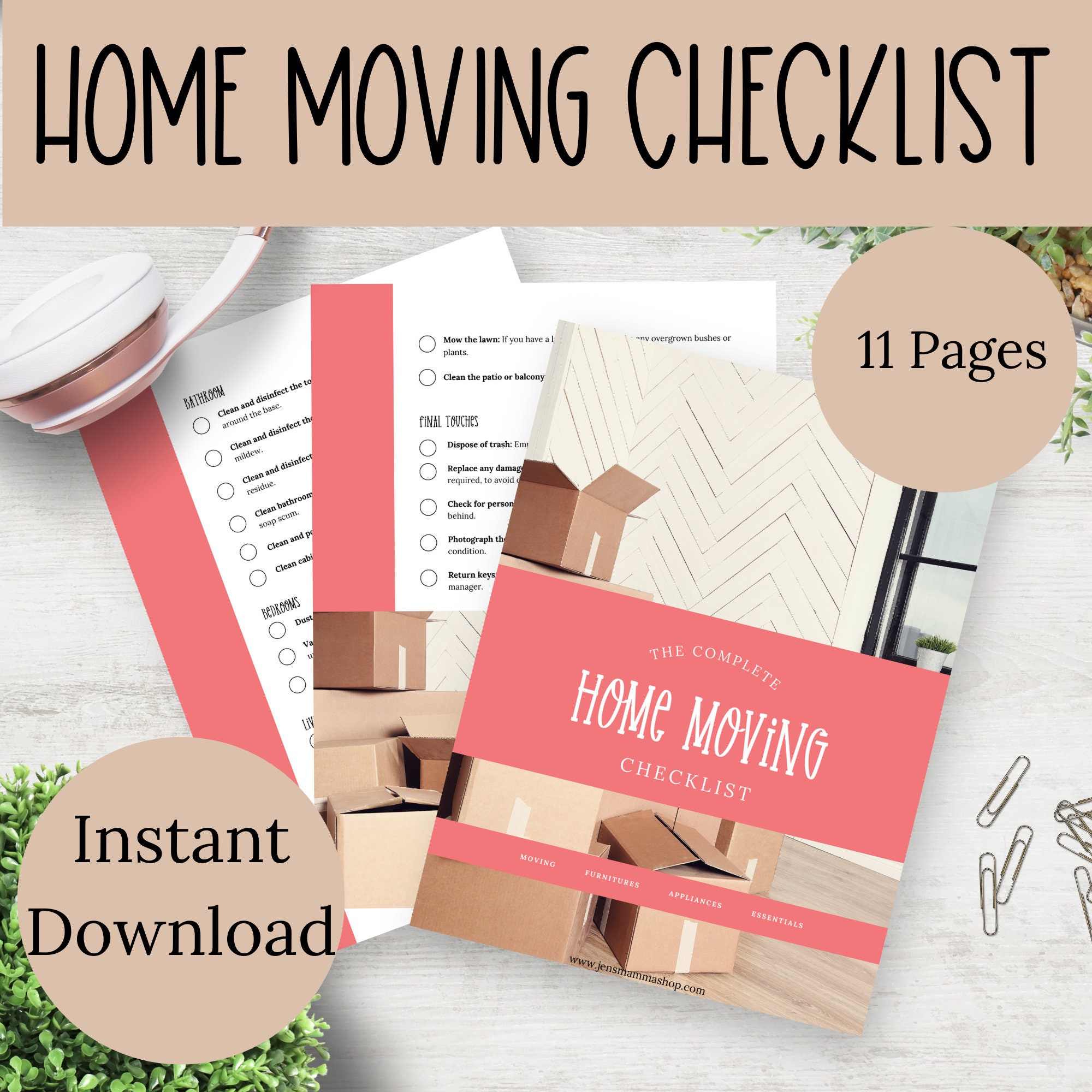 Printable House Move Checklist Home Moving Cleaning Checklist Printable ...