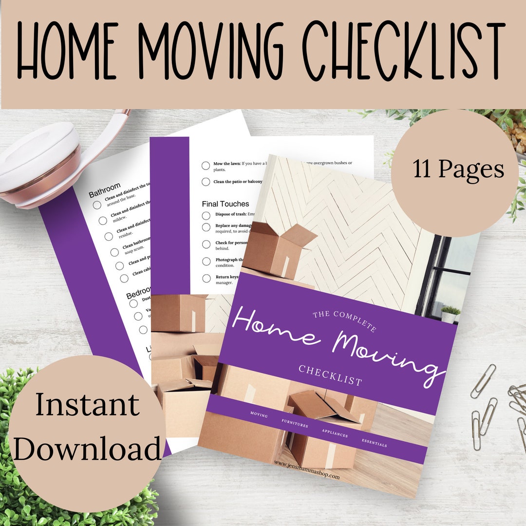 Printable House Move Checklist Home Moving Cleaning Checklist Printable ...