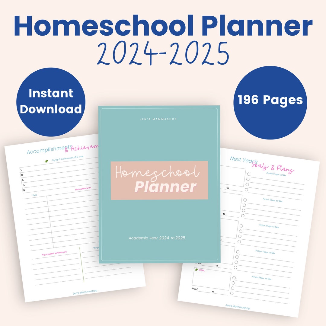 Homeschool Planner Printable 2024-2025 Monthly Weekly Daily Routine ...