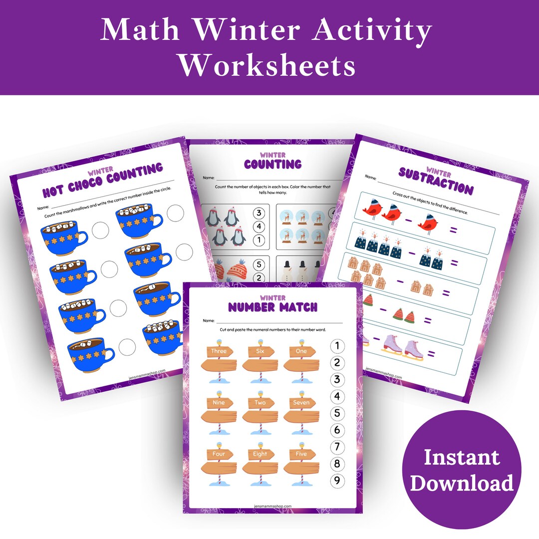 Printable Kindergarten Winter Themed Math Activities Worksheets ...