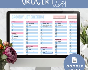 Digital Grocery List & Meal Planner Google Sheets Spreadsheet Weekly ...