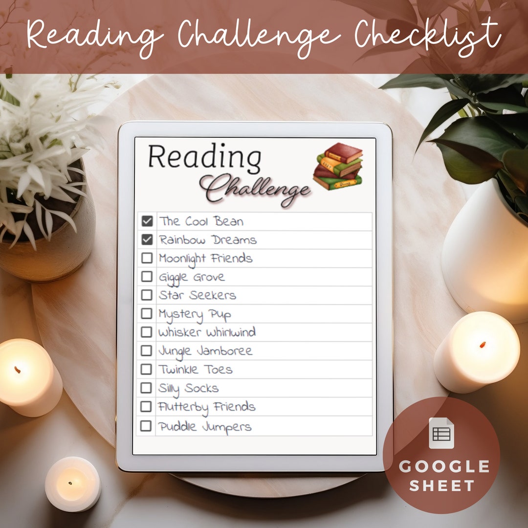 Digital Reading Challenge Checklist Spreadsheet Book Lovers List ...