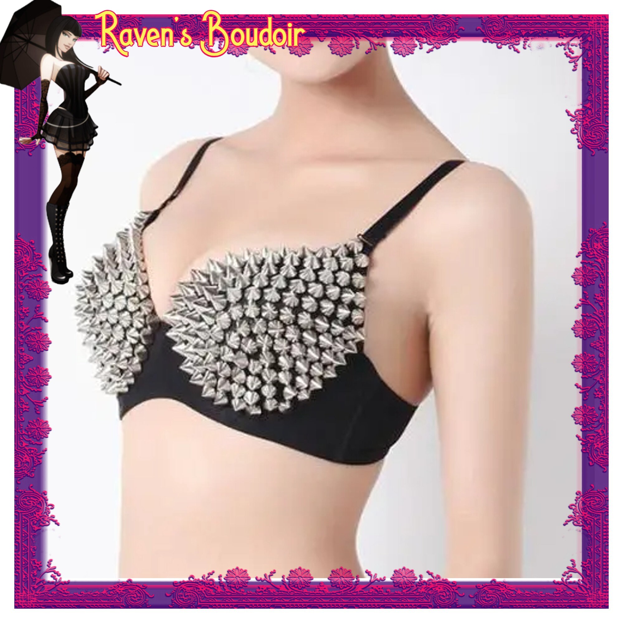 Punk Aesthetic Spike Rivets Push up Club Wear Bra Small to 2XL - Etsy