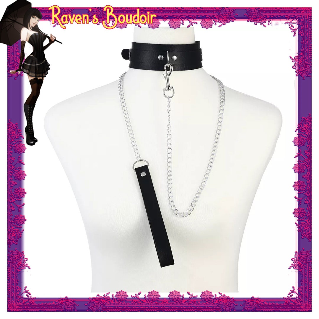 Goth Aesthetic Genuine Leather Collar & Leash Set - Etsy