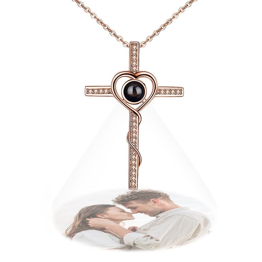 Customized Cross Photo Projection Necklace 925 Silver - Etsy