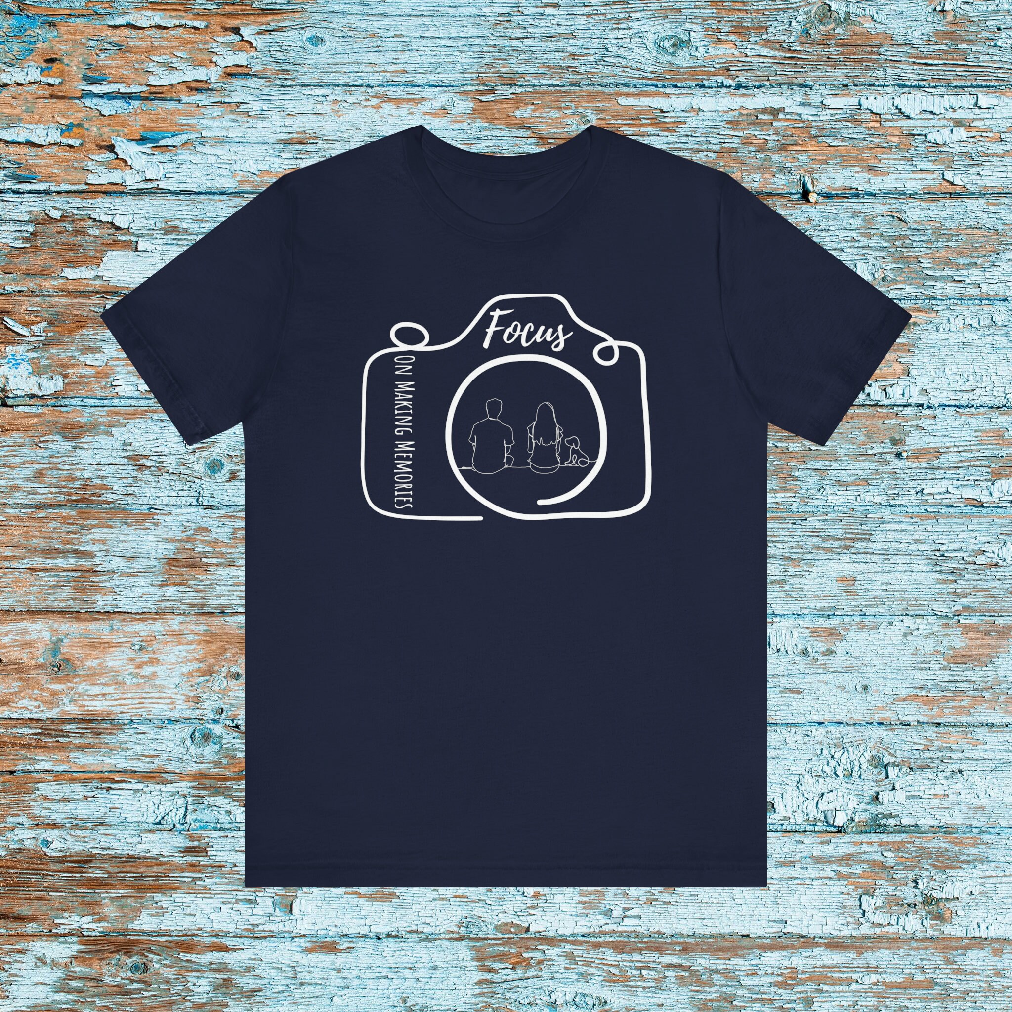 Focus on Making Memories Camera Couple Dog Lake Unisex Jersey Short ...