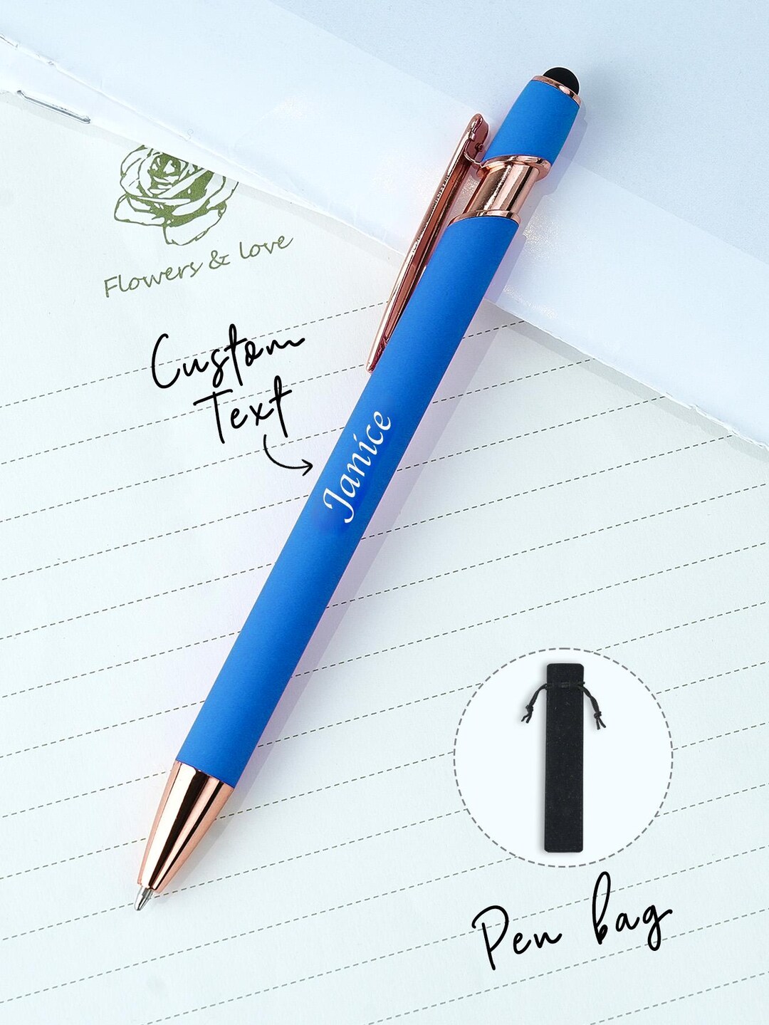 Custom Name Multifunction Ballpoint Pen With Drawstring Pouch Back to ...