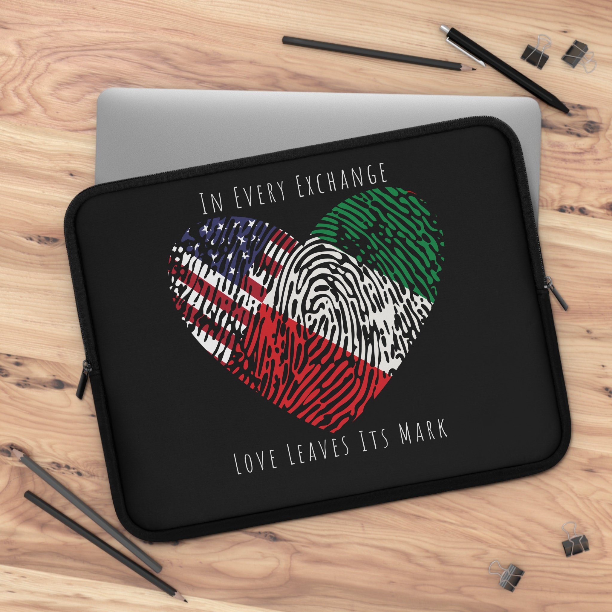 Custom Personalized Exchange Student Laptop Sleeve Choose 2 Flags to ...
