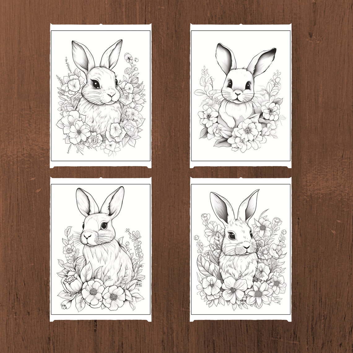 50 Rabbits Coloring Page - Coloring Pages for Kids and Adults, Instant ...