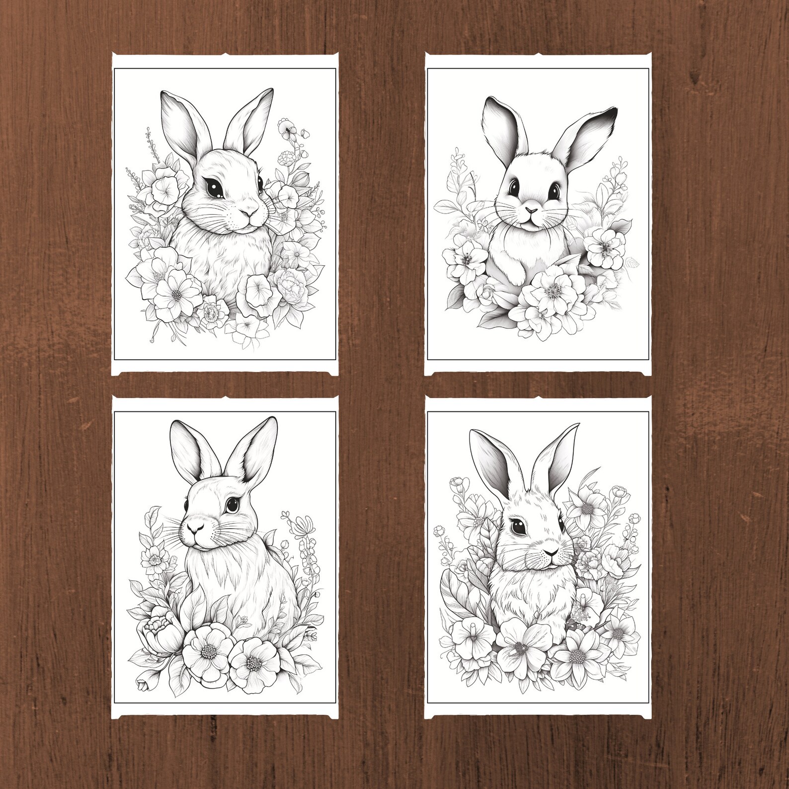 50 Rabbits Coloring Page - Coloring Pages for Kids and Adults, Instant ...