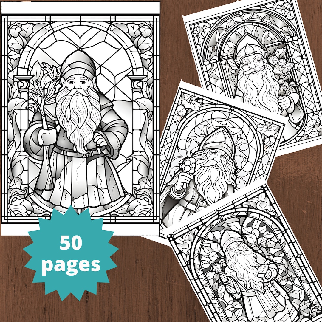 50 Stained Glass Santa Claus Coloring Pages, Santa Claus Coloring Pages ...