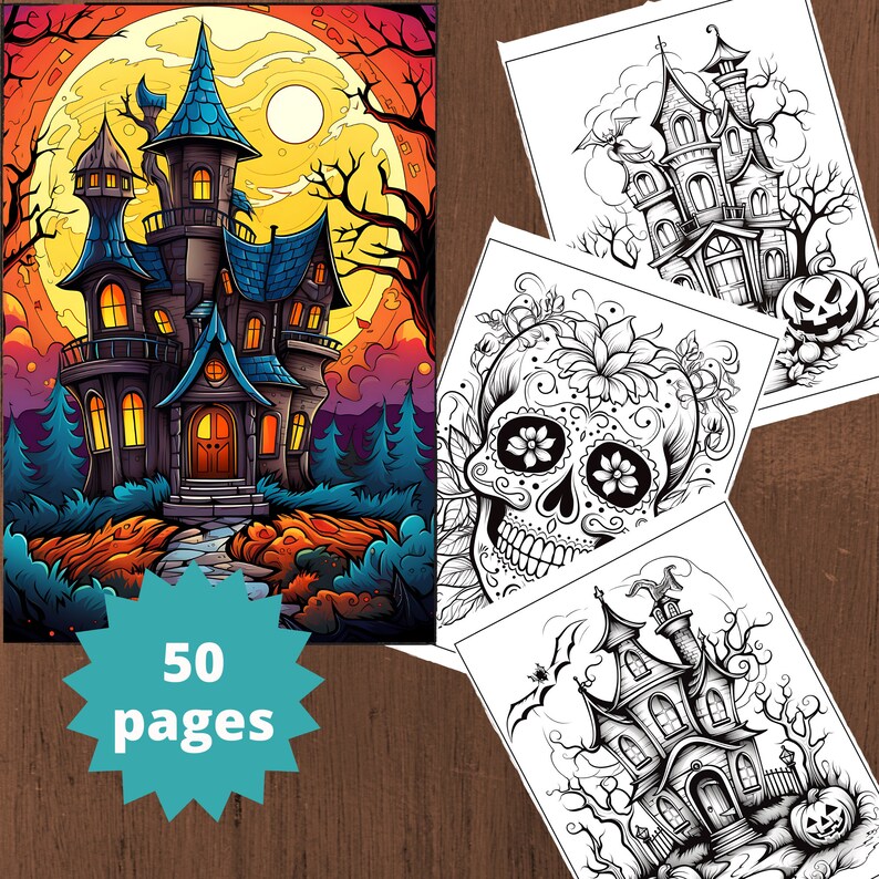 Creepy Coloring Page, Coloring Book for Adults, Halloween Coloring Book ...