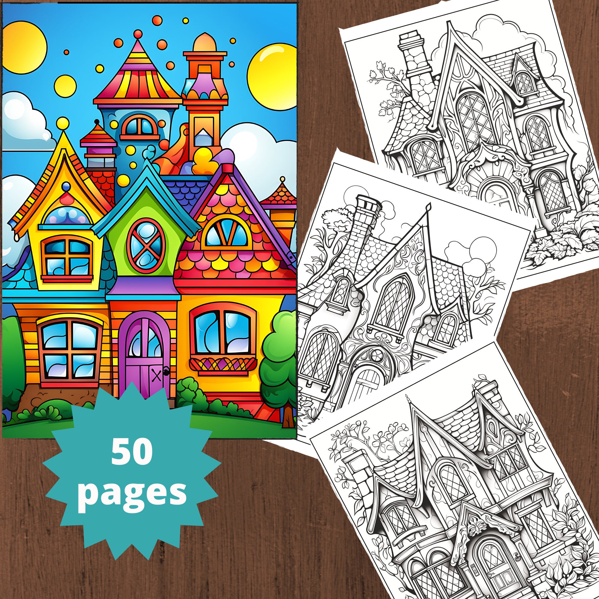 50 House Coloring Page - Coloring Pages for Kids and Adults, Instant ...