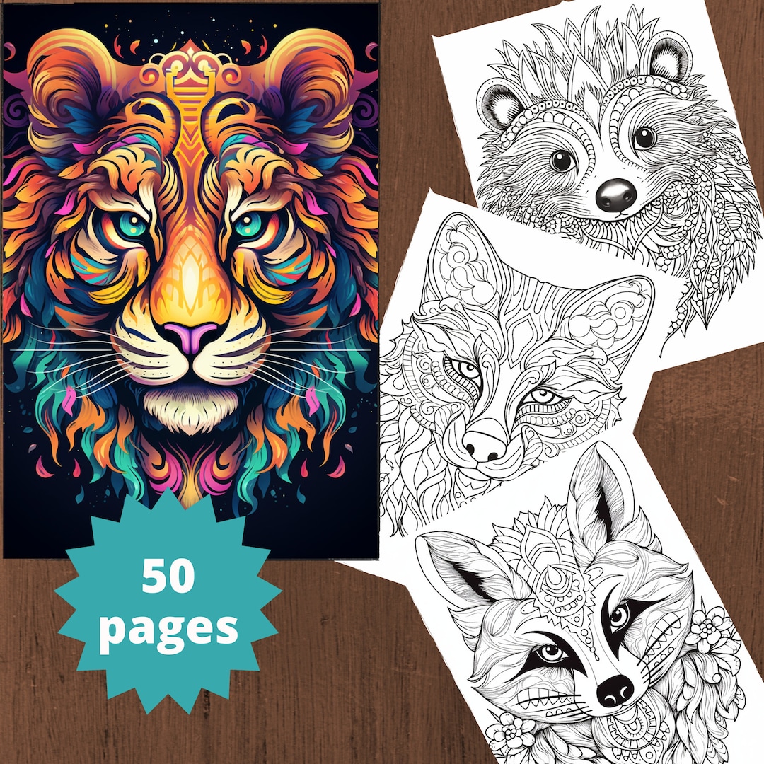 Animal Mandala Coloring Book Adults, Coloring Pages for Adults, Instant ...