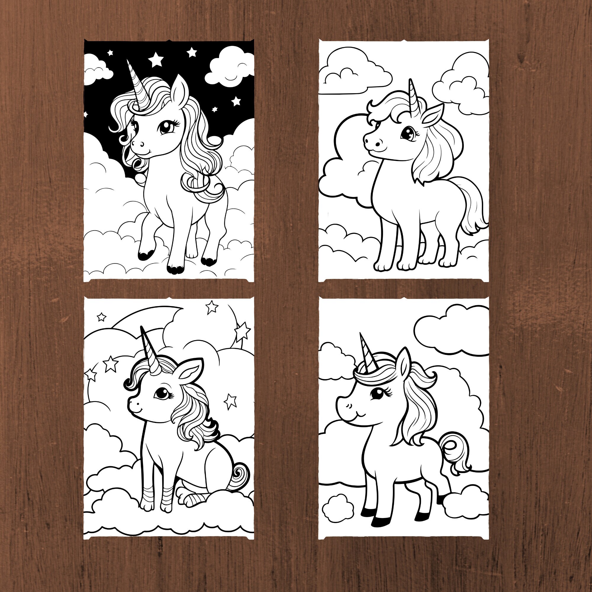 50 Cute Baby Unicorn Coloring Page, Printable PDF Sheets, Instant ...