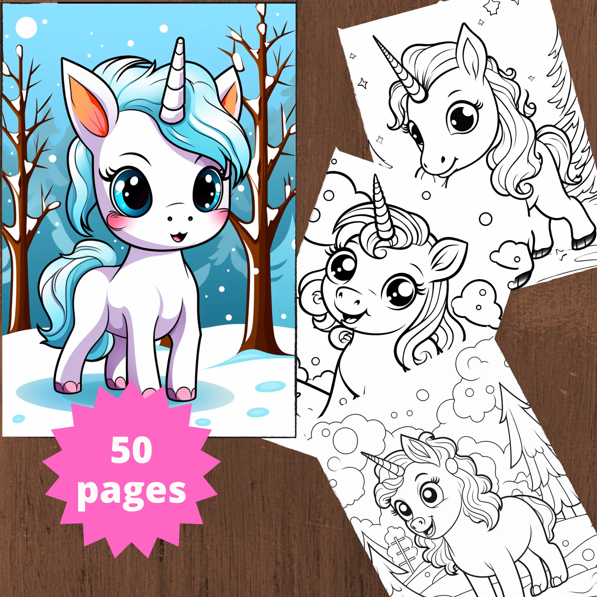 50 Unicorn Fantasy Coloring Page, Coloring Pages for Kids and Adults ...