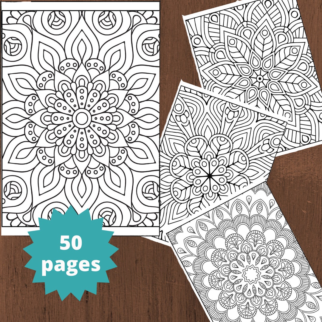50 Printable Mandala Coloring Pages, Adults + Kids, Mandala Coloring ...