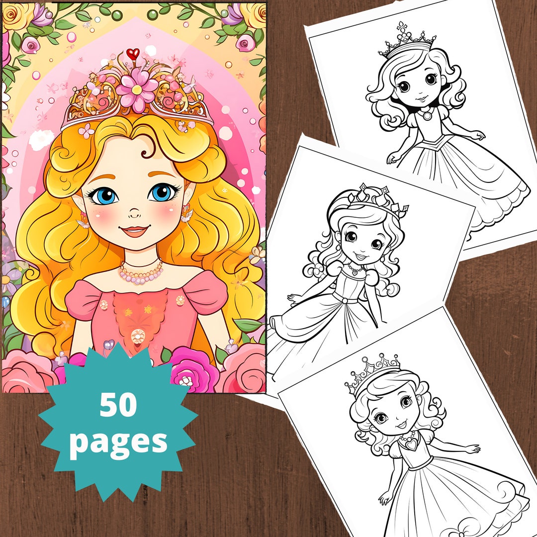 Coloring Page Princess, Coloring Book for Kids, Princess Coloring Book ...