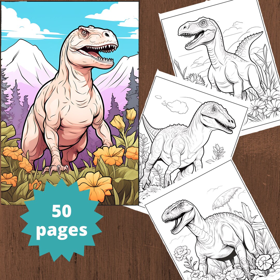 Coloring Page Dinosaur, Coloring Book for Kids, Dinosaur Coloring Book ...