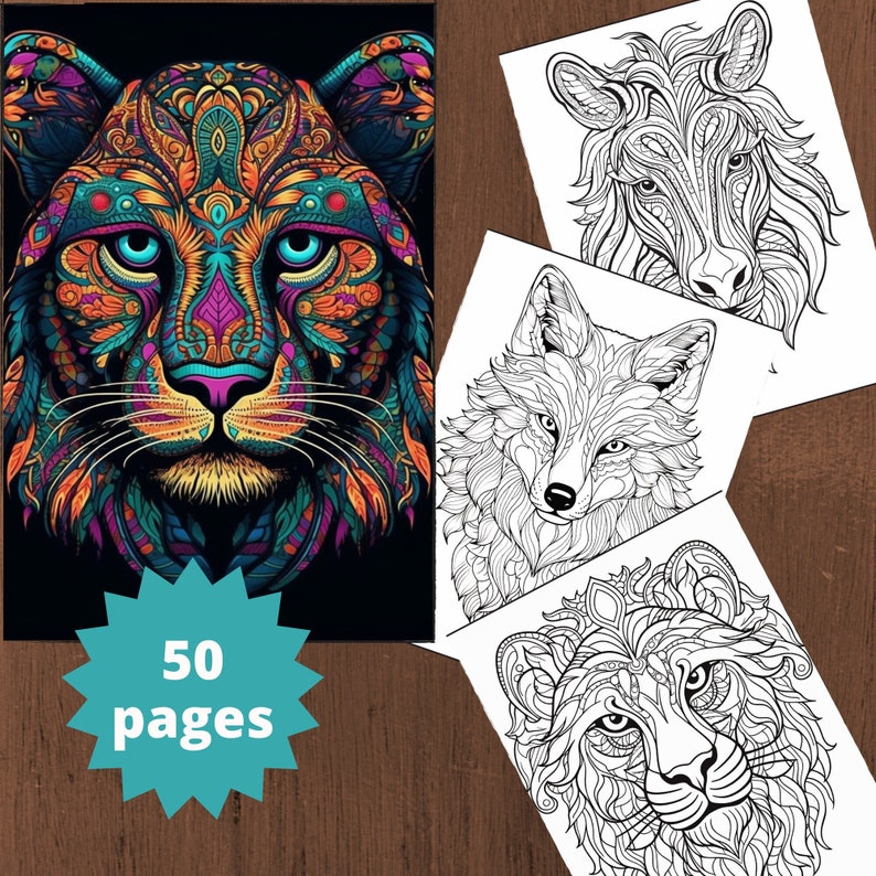 50 Mandalas Animals Coloring Page Book - Coloring Pages for Kids and ...