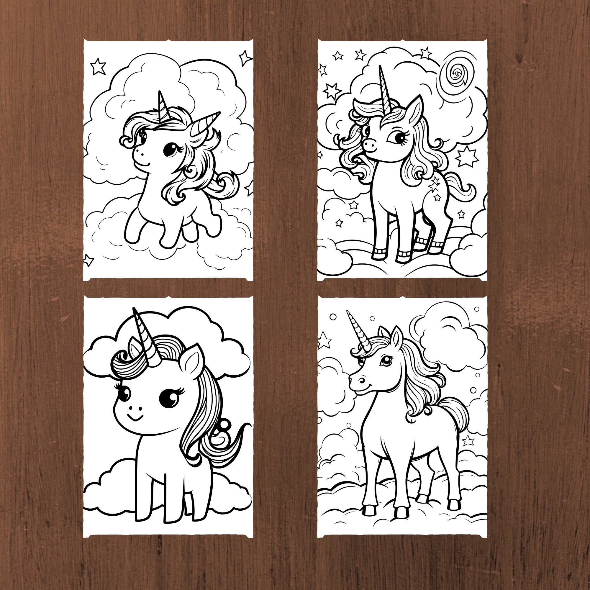 50 Cute Baby Unicorn Coloring Page, Printable PDF Sheets, Instant ...