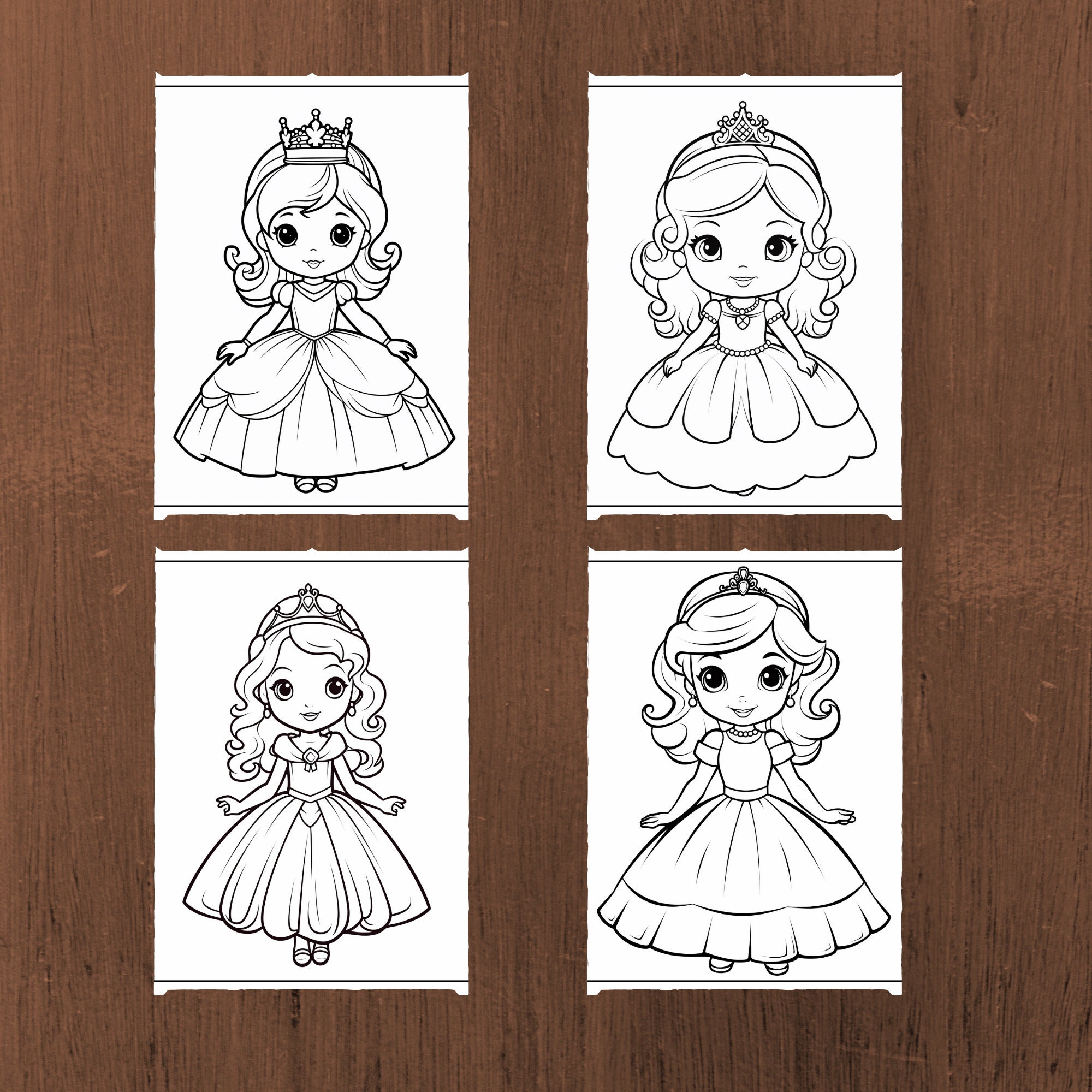 100 Princess Coloring Book, Printable Fairytale Princess Castle ...