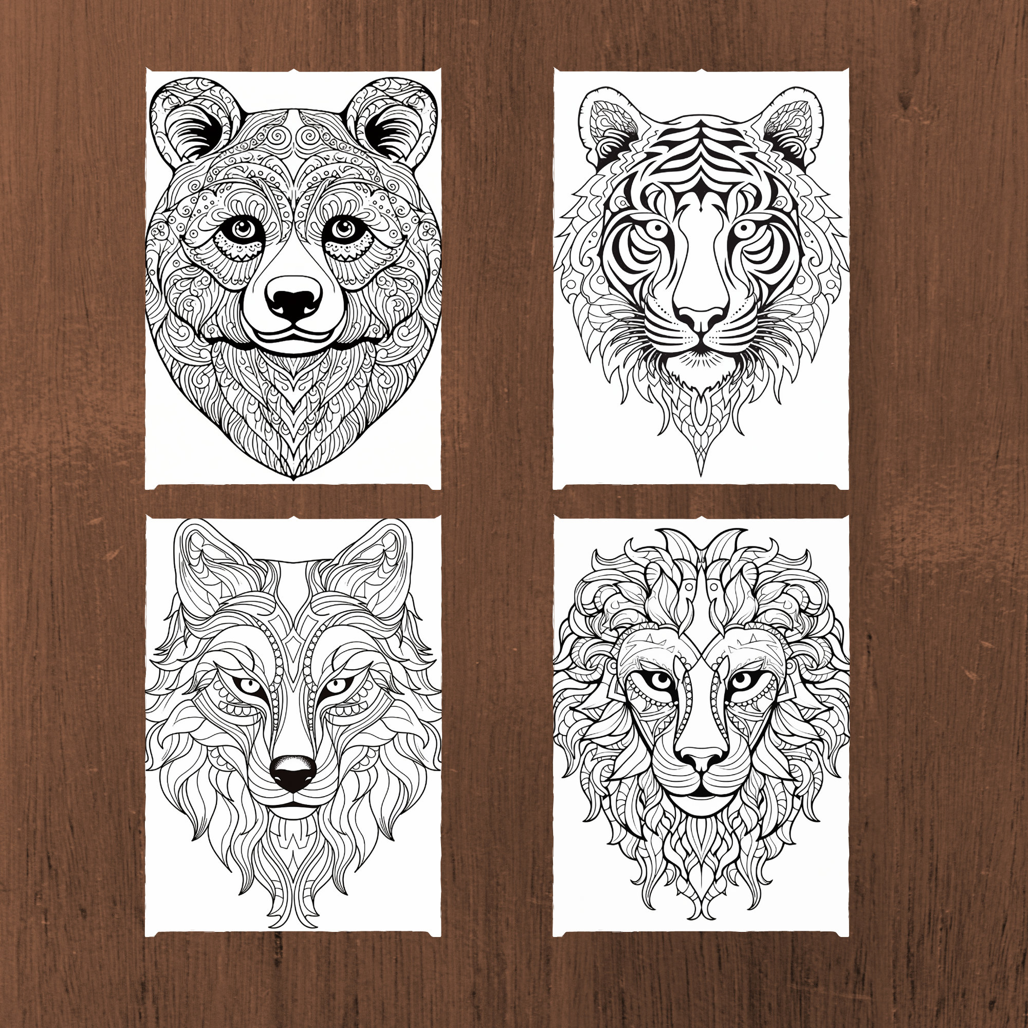 Animal Mandala Coloring Book Adults, Coloring Pages for Adults, Instant ...