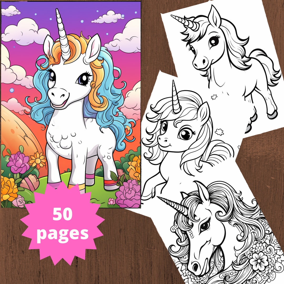 Coloring Page Baby Unicorn, Kawaii Coloring Book, Baby Unicorn Coloring ...