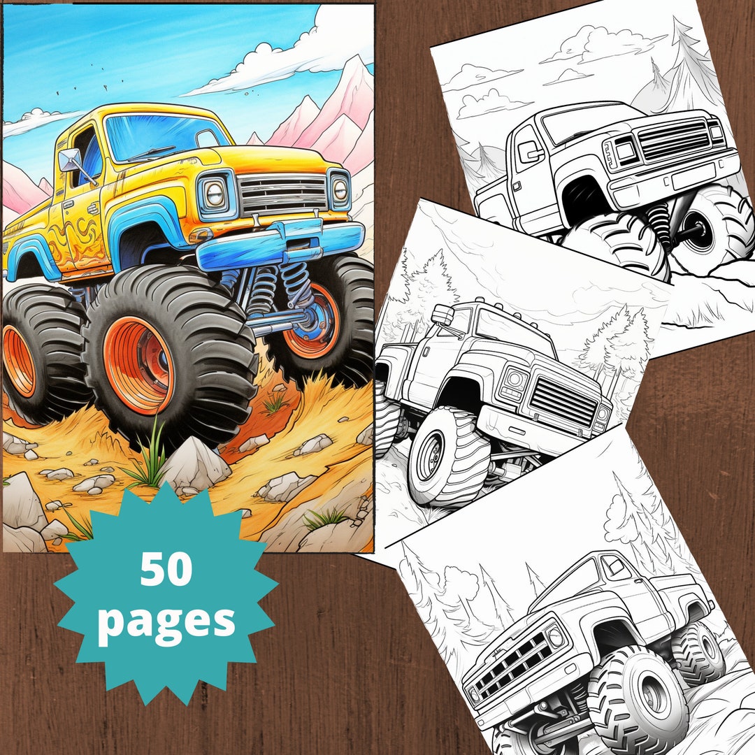 50 Coloring Pages Monster Truck, Monster Trucks Going on Adventures ...