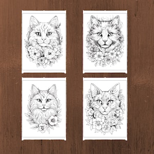 50 Cats Coloring Page - Coloring Pages for Kids and Adults, Instant ...
