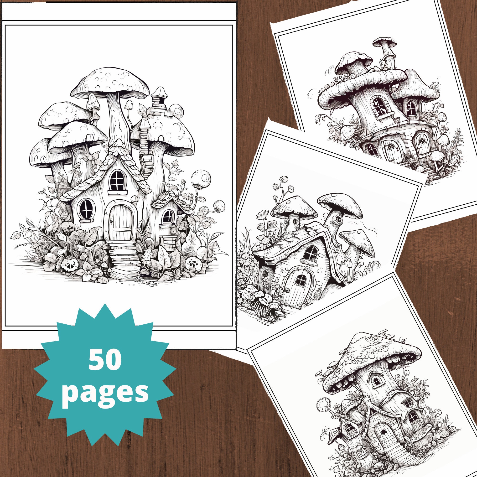 Mushroom Coloring Pages, Coloring Pages for Adults, Printable PDF File ...