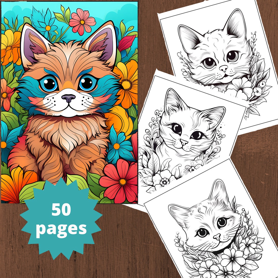 Coloring Book Cats, Coloring Book for Kids, Animal Coloring Book ...