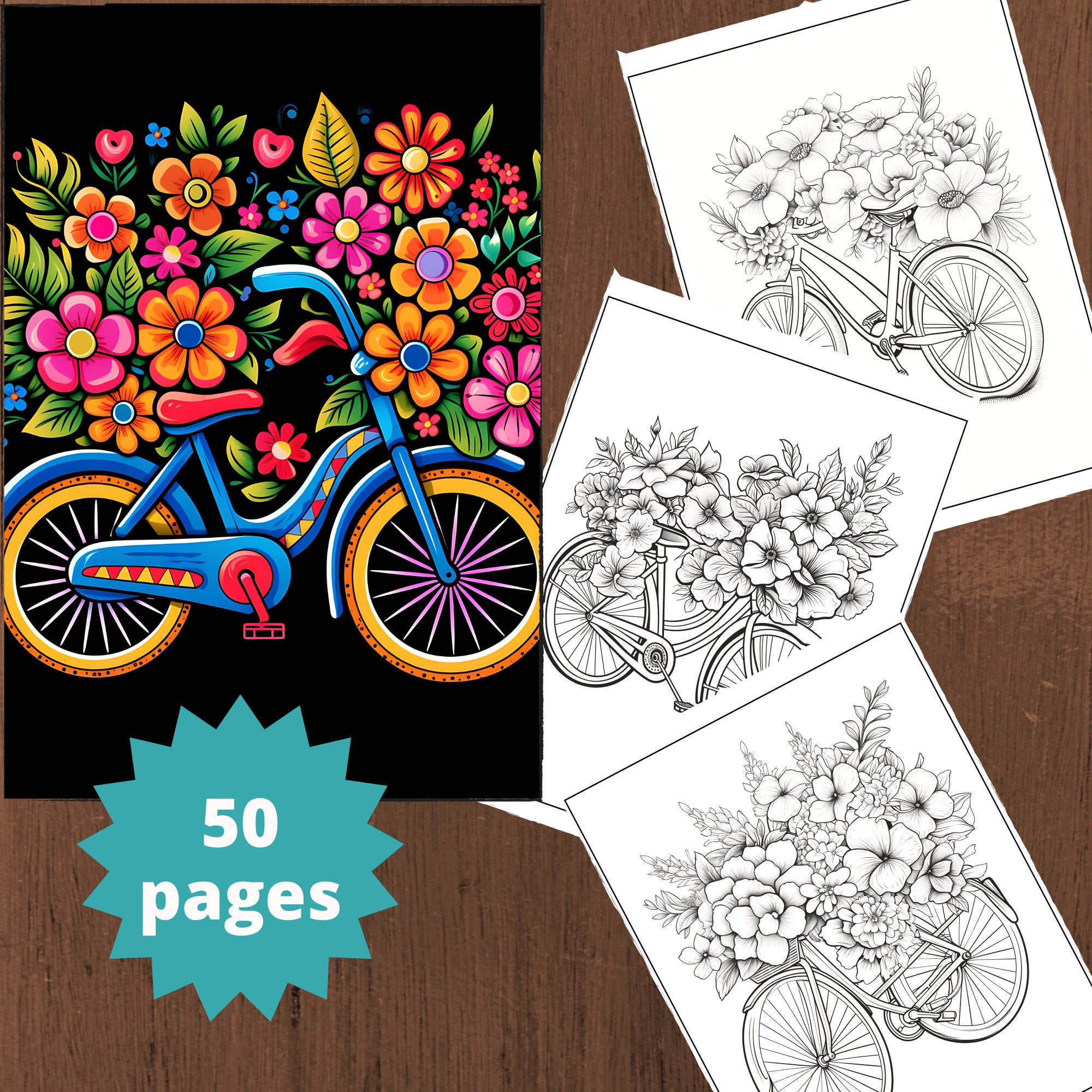 Bicycle Printable Adult Coloring Page From Favoreads Etsy Fun Adult