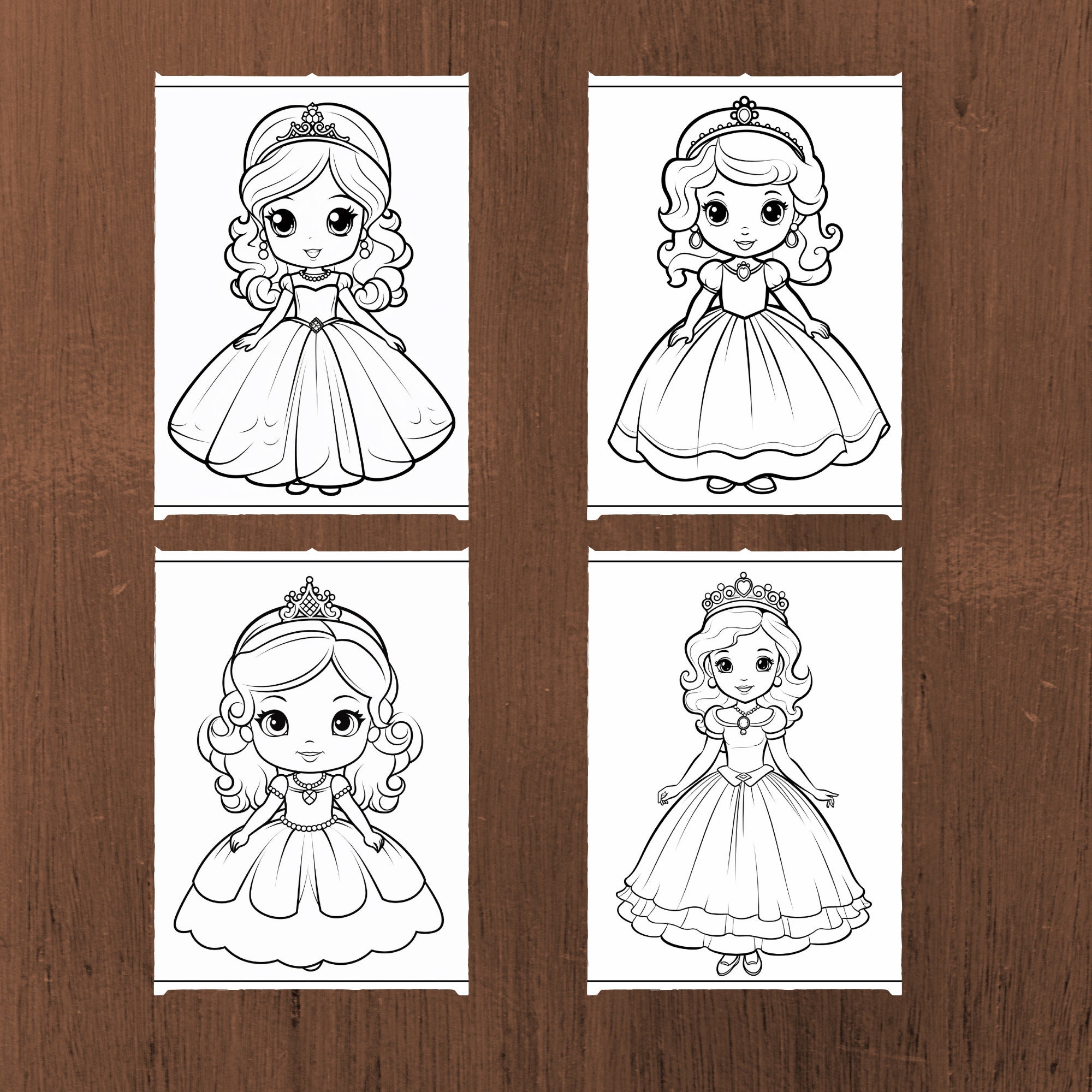 100 Princess Coloring Book, Printable Fairytale Princess Castle ...